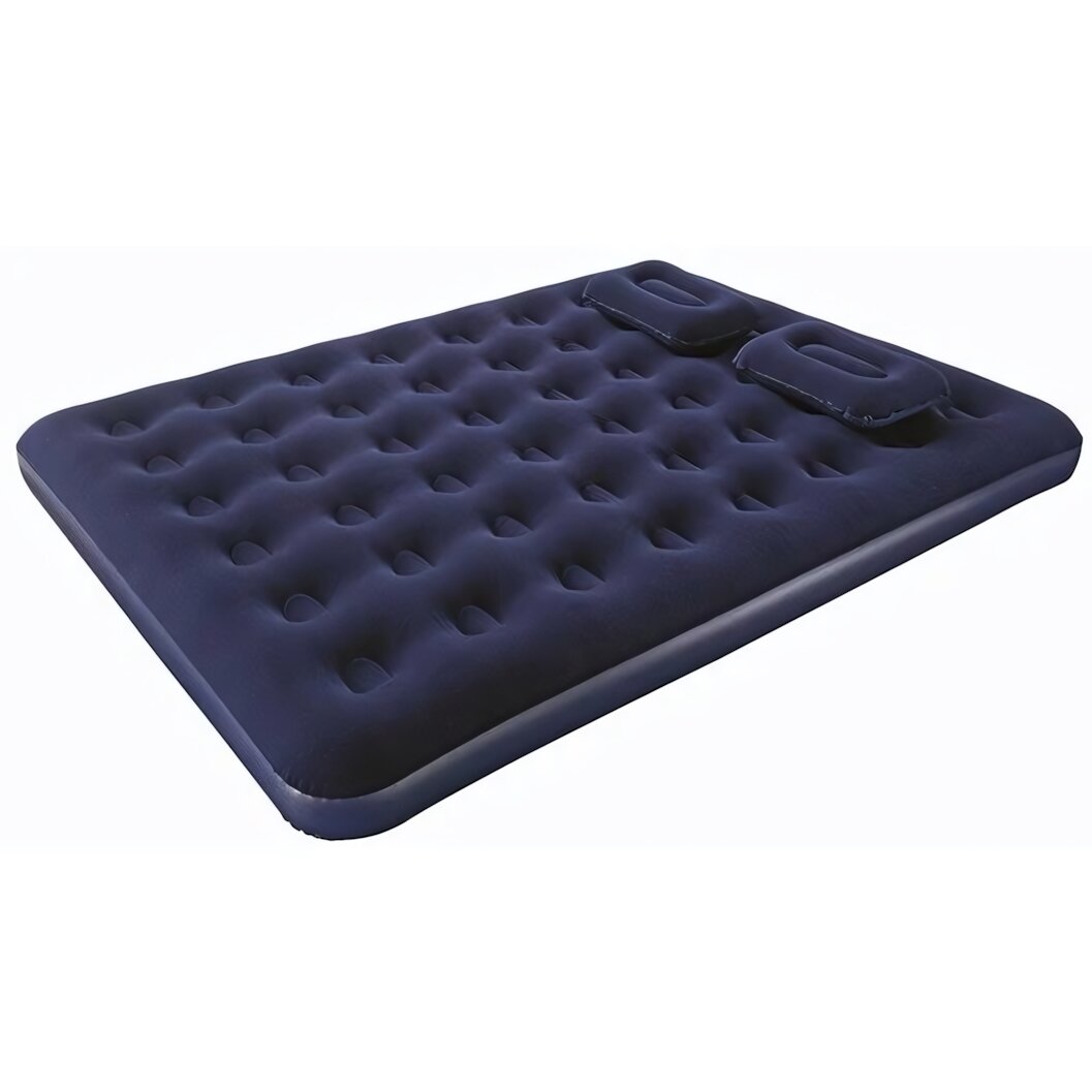 Матрас надувной двуспальный Bestway "Flocked AirBed", 203x152x22 см, с насосом и подушками, темно-синий