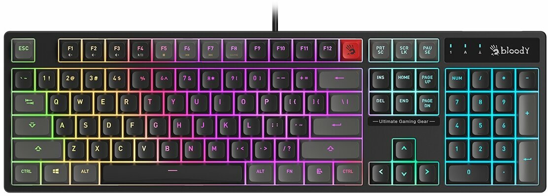 Клавиатура A4Tech Bloody B230N черный USB Multimedia for gamer LED (B230N) каб:1.8м