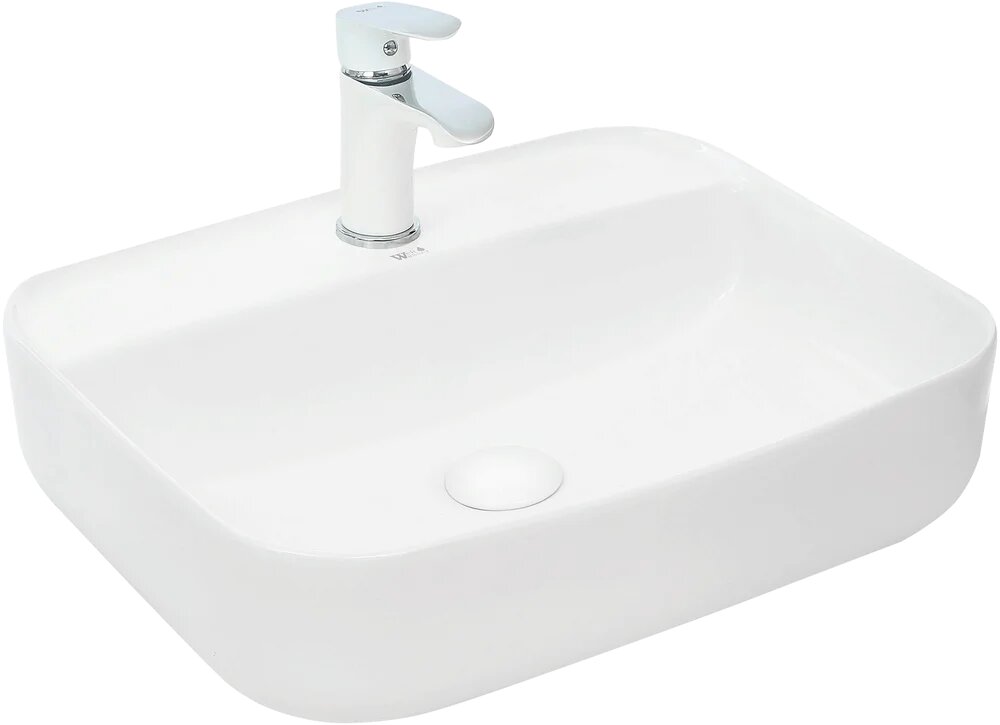 Накладная раковина Weltwasser WW Elbach 2231 51 фаянсовая, без отверстия под смеситель, раковина для ванной, 50, 5 см, прямоугольная, белая