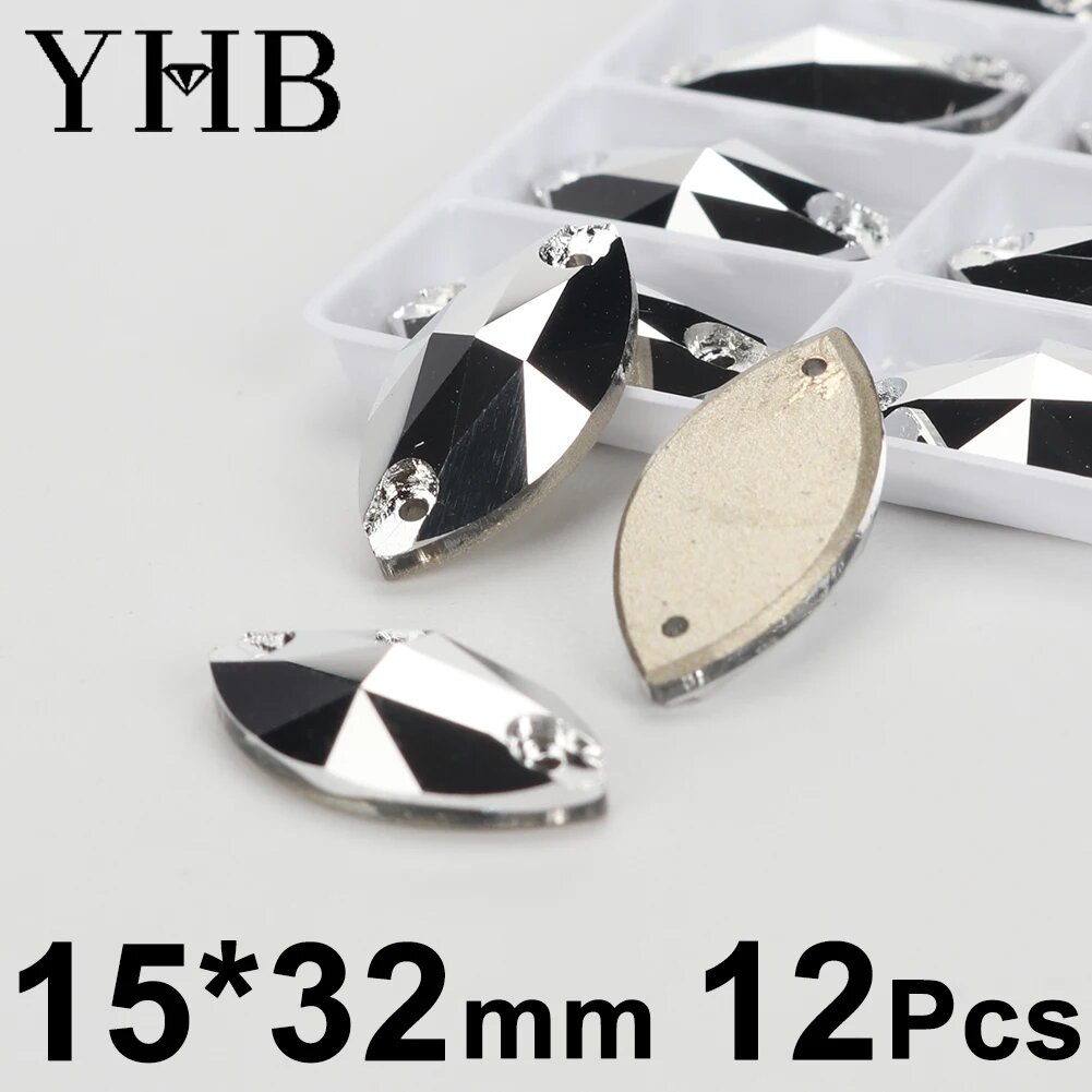 Швейные камни Rolivi стеклянные серебристые Nevette 15X32mm