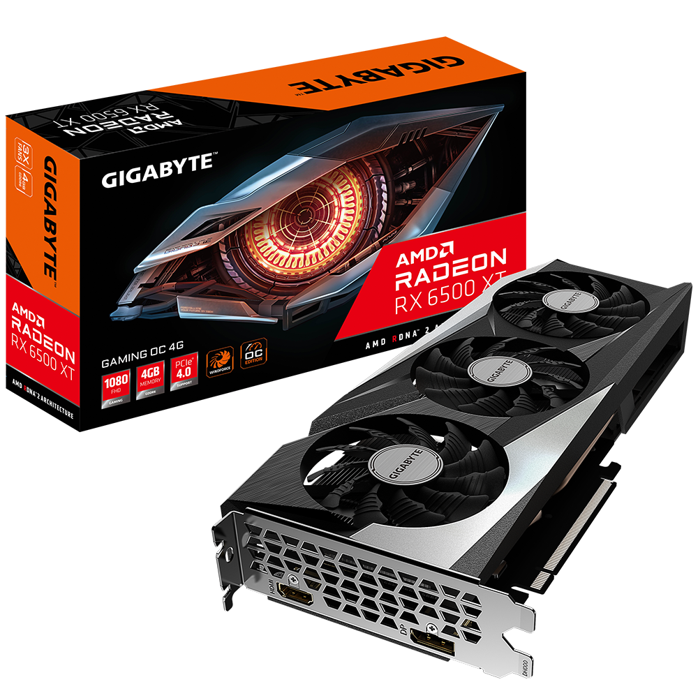 Видеокарта Gigabyte RX6500XT GAMING OC 4GB GDDR6 64bit DP HDMI 3FAN RTL {10} (310561)