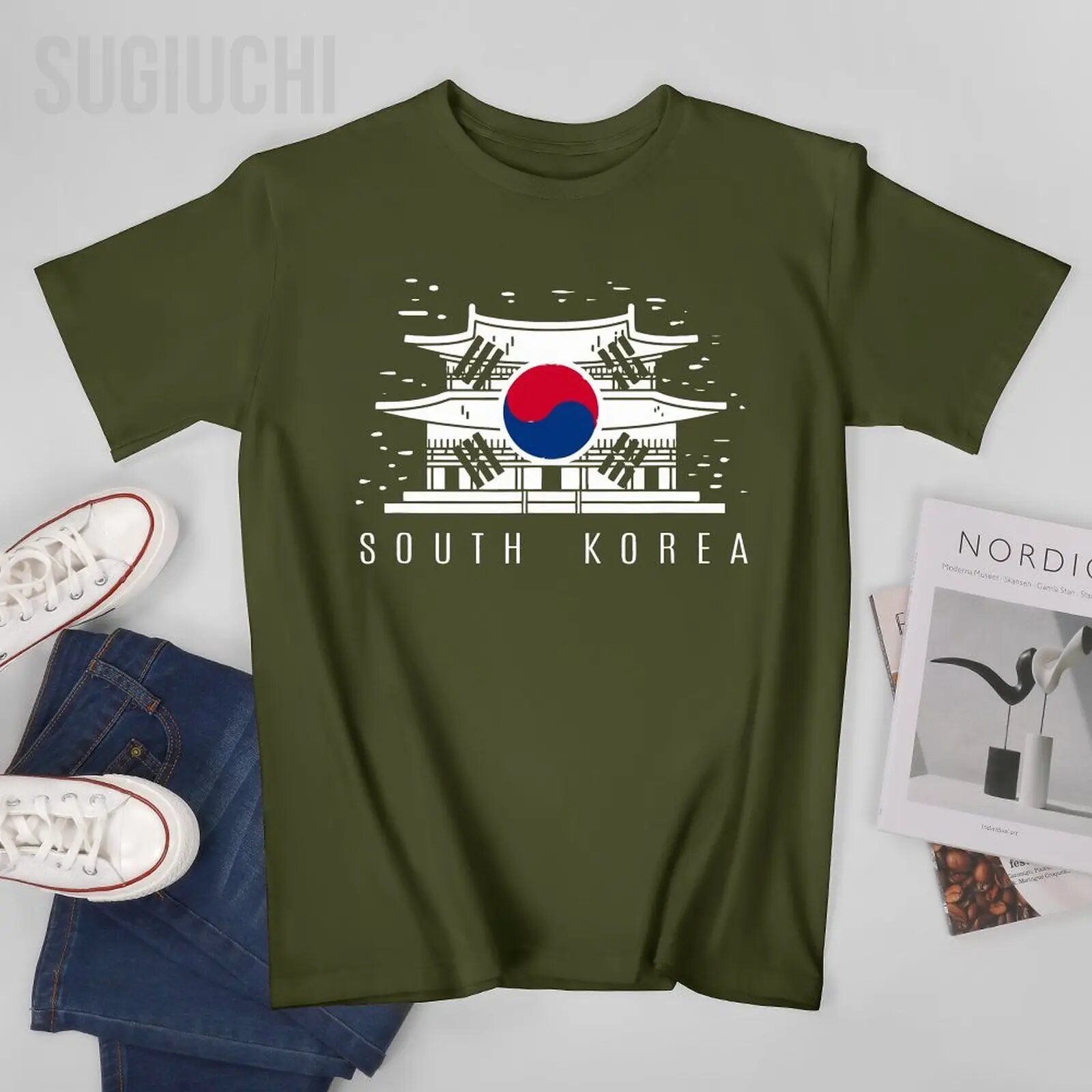 Футболка Южная Корея, army green-1, унисекс