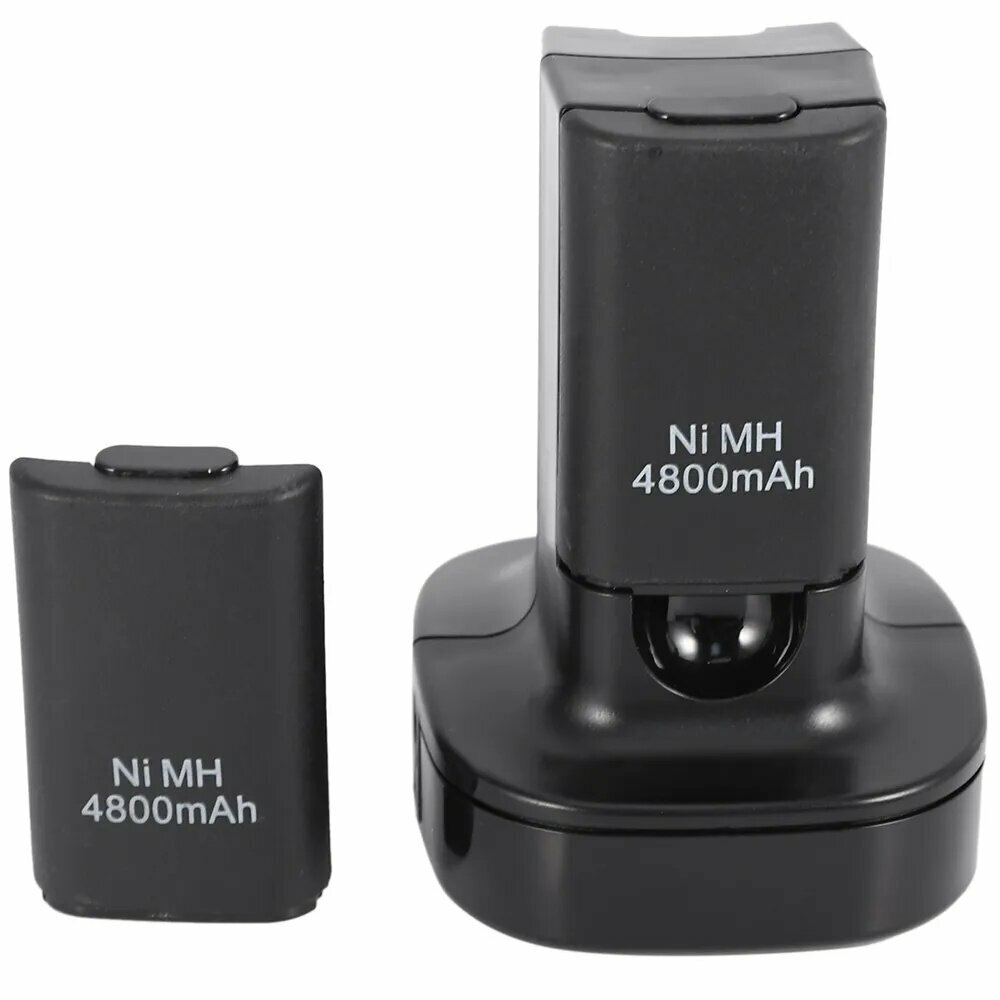 Док-станция с двумя зарядными устройствами, двумя аккумуляторами 4800 мА ч и светодиодной подсветкой для контроллера Xbox 360 (европейская вилка)