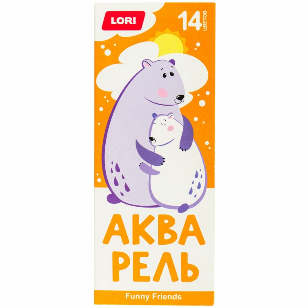 Краски акварельные LORI 14 цветов, FUNNY FRIENDS, возраст от 3 лет Ааф-004/01