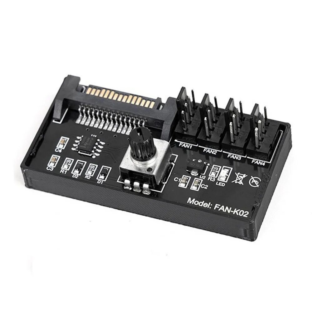 ШИМ-контроллер скорости вращения вентилятора высокой мощности Sata DC 4-контактный регулятор NAS-сервера управления 4-канальным