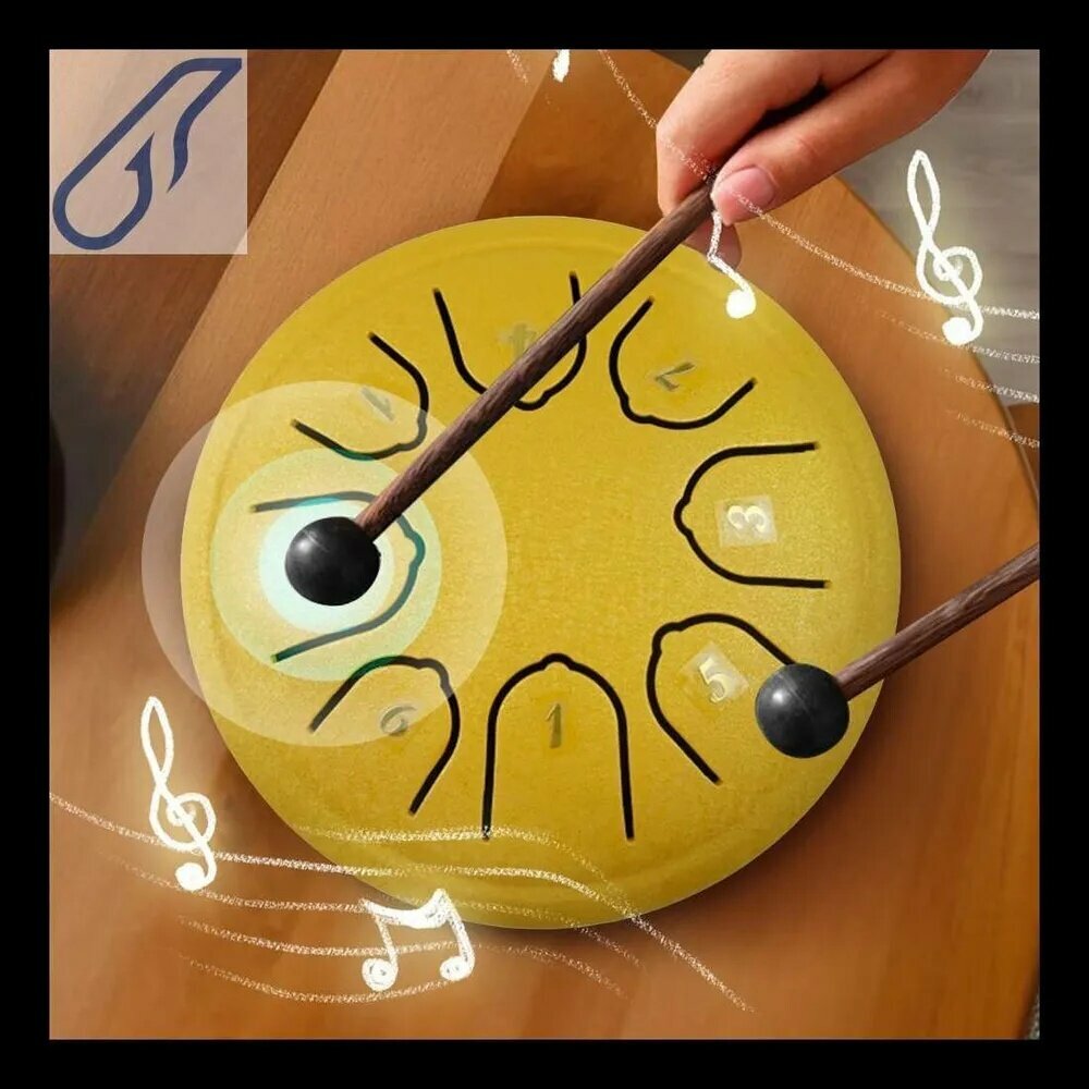 Глюкофон мини 8 нот, 11 см, перкуссия, С барабанной палочкой и музыкальной партитурой