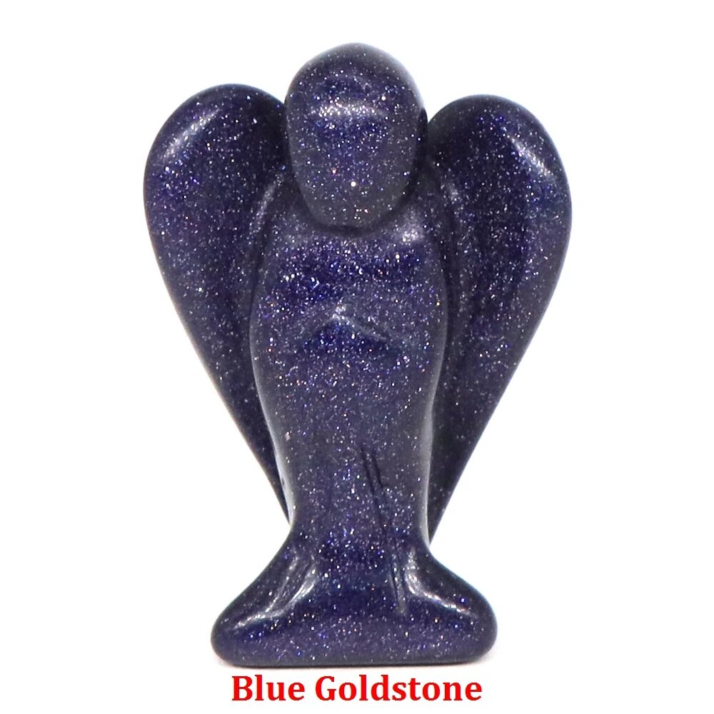 Статуэтка Ангела-хранителя из аметиста и розового кварца Темно-синий, 1 PC, Blue Goldstone