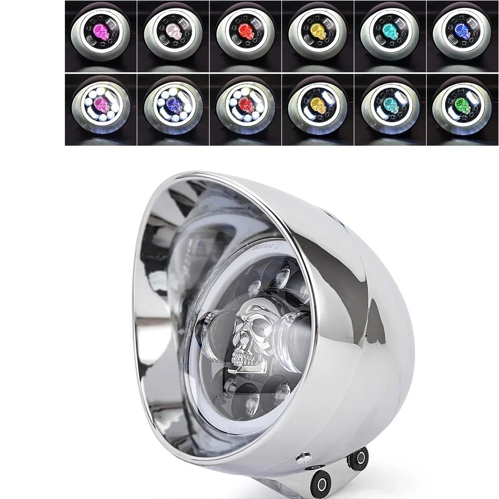 5,75-дюймовая фара для мотоцикла, указатель поворота для Harley Cafe Racer, применение для Honda Shadow VTX 1300 1800 VT 600 750 Серебряный, 5.75 Style 3