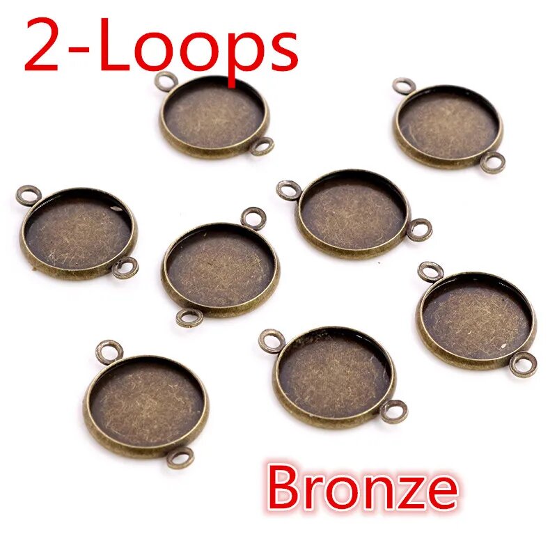 Основы для кабошонов бронзовые 2-Loops, 10 мм, 50шт