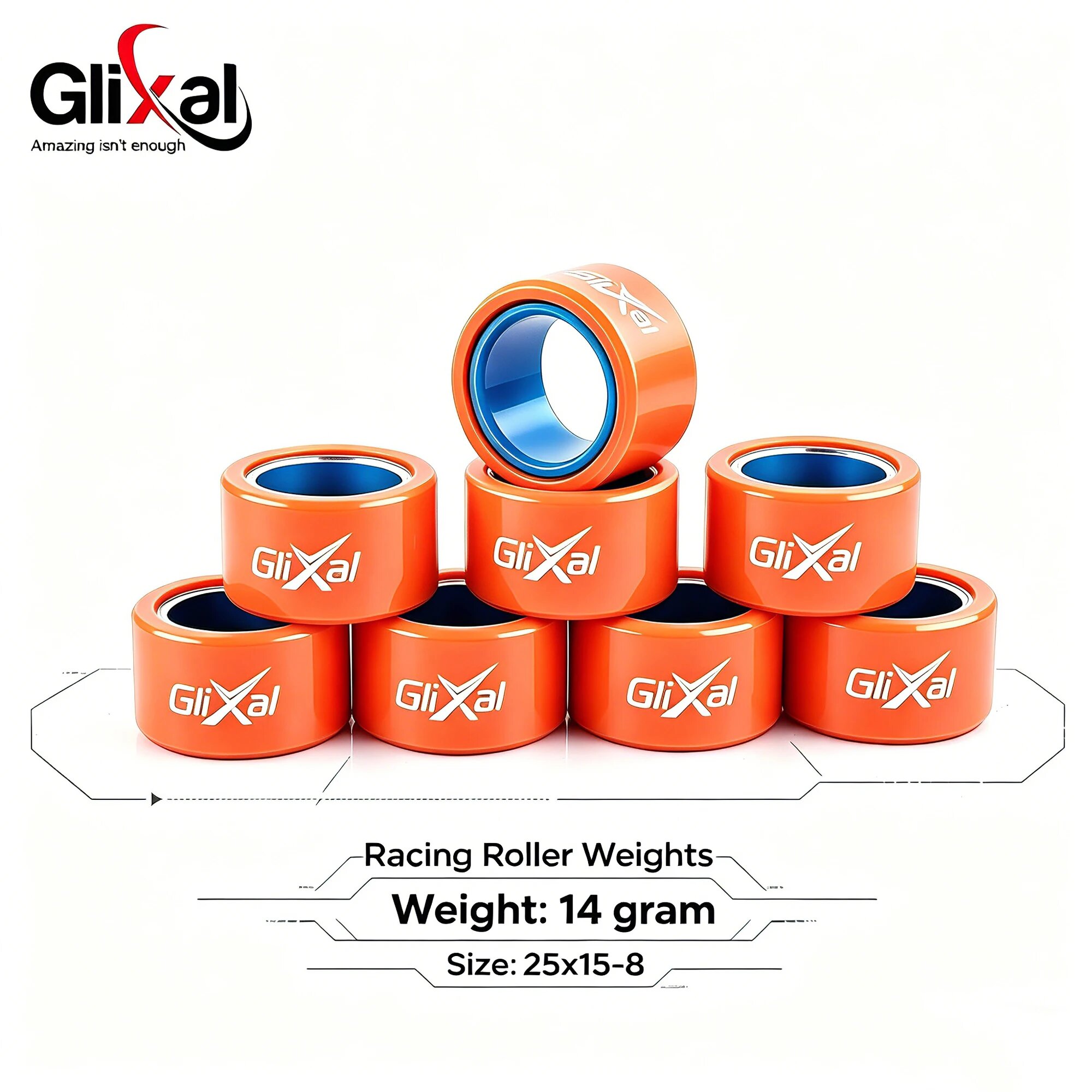 Ролики Glixal Racing 25x15 мм, 14 г
