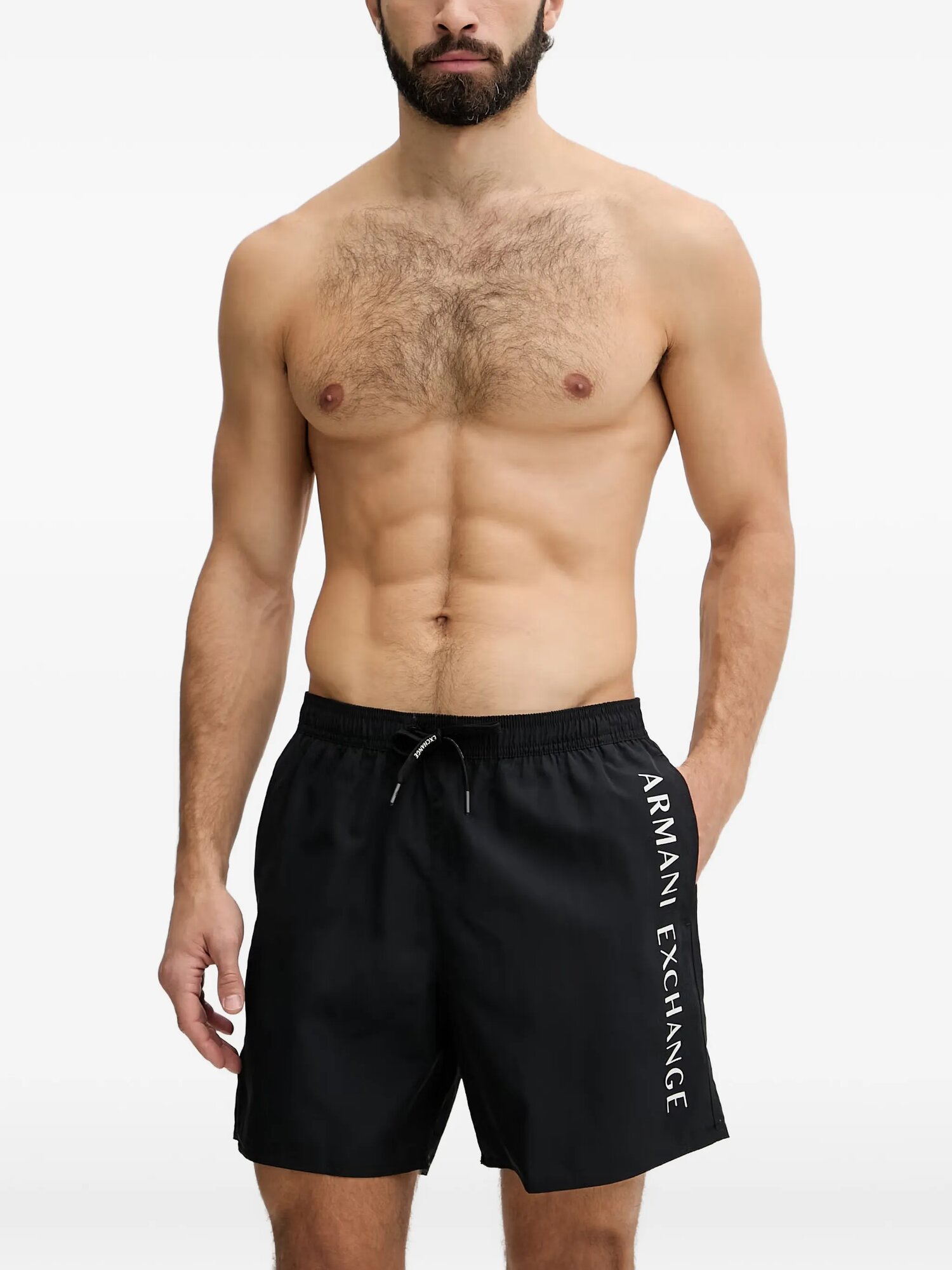 Шорты для плавания Armani Exchange Logo-print drawstring swim shorts, размер 46, черный