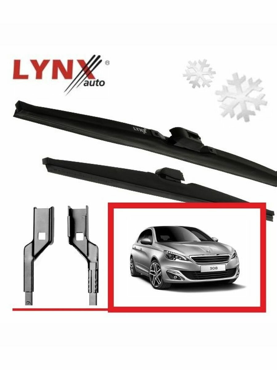 Комплект щеток стеклоочистителя Peugeot 308 II - LYNXauto LW 600-450 мм, зимние