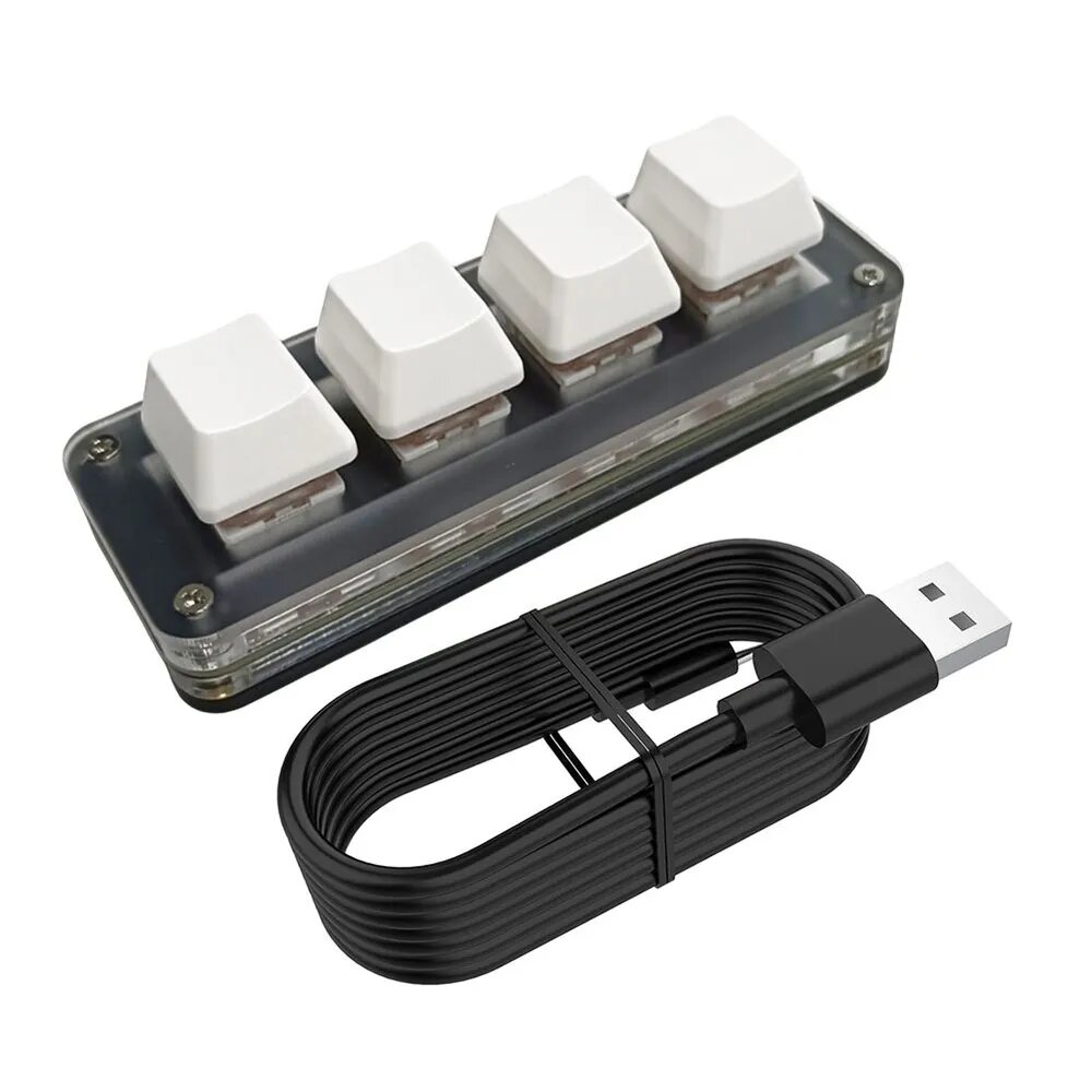 Программируемая мини-клавиатура USB с 4 механическими клавишами, RGB-подсветкой и переключателями Outemu Red