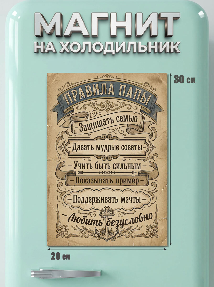 Магнит на холодильник "Правила папы"