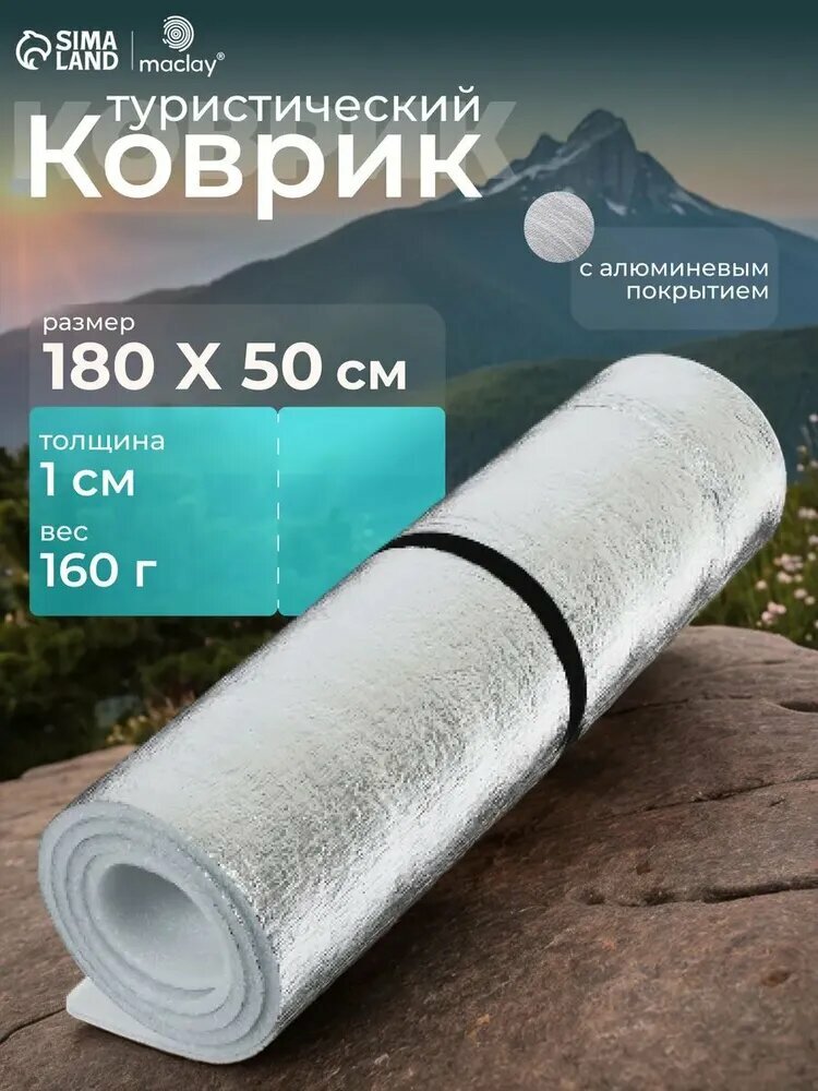 Коврик туристический 180x50x1 см, с фольгой