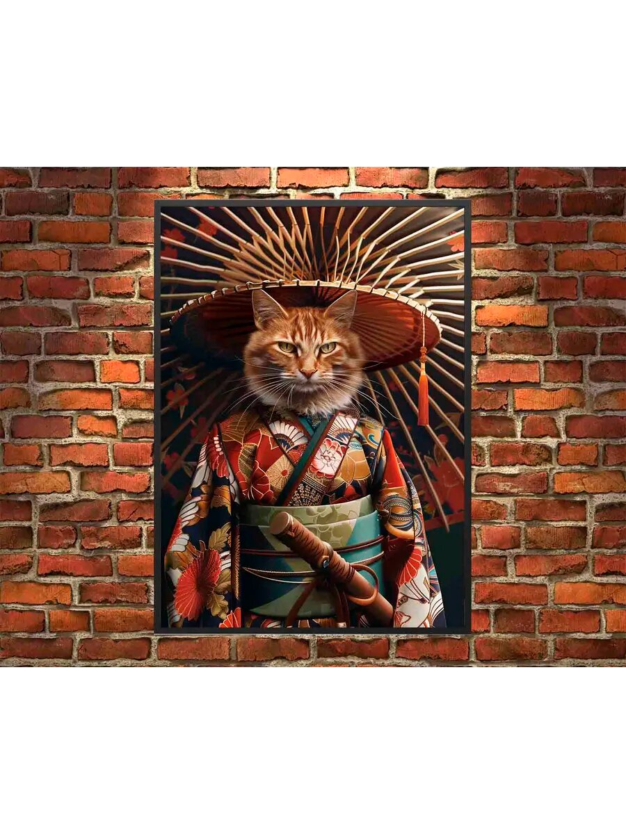 Гаванский коричневый кот Самурай 2, Плакат 30x42см