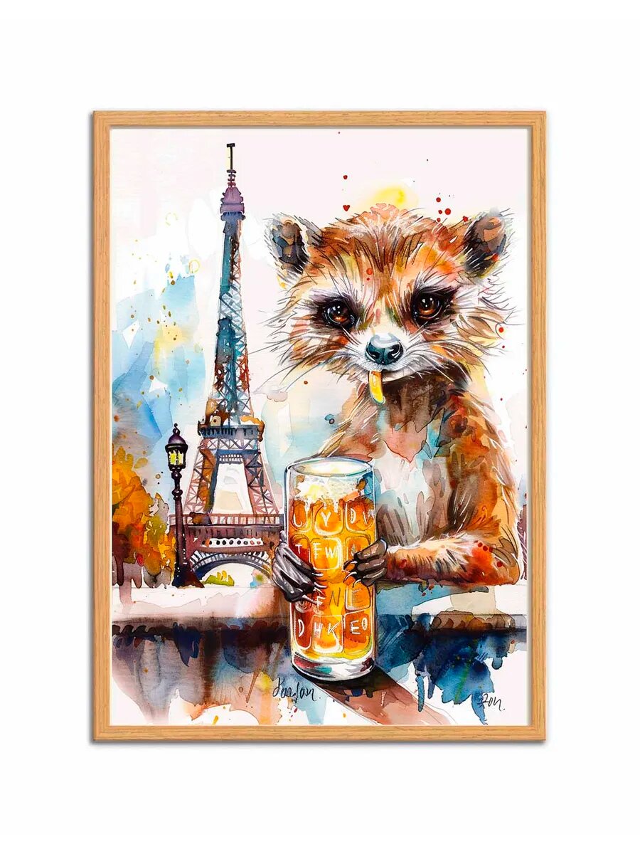 Животное-куница Пьет Пиво 2, Плакат 30x42см
