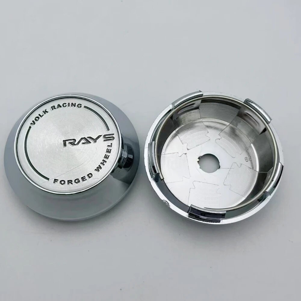 4 шт. Колпаки центра колес автомобиля с лучами Логотип Эмблема 65MM High Cap, 4pcs Silver Black S