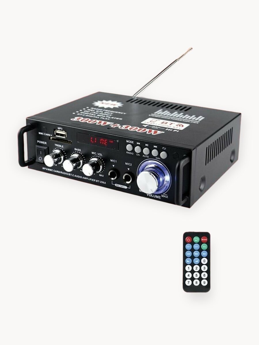 Усилитель мощности/Yсилитель звука, с блютуз 5.0 и 2.1-канального сабвуфера, усилитель звука для колонок,298 A 400 Вт + 400 Вт Поддержка нескольких устройств домашний