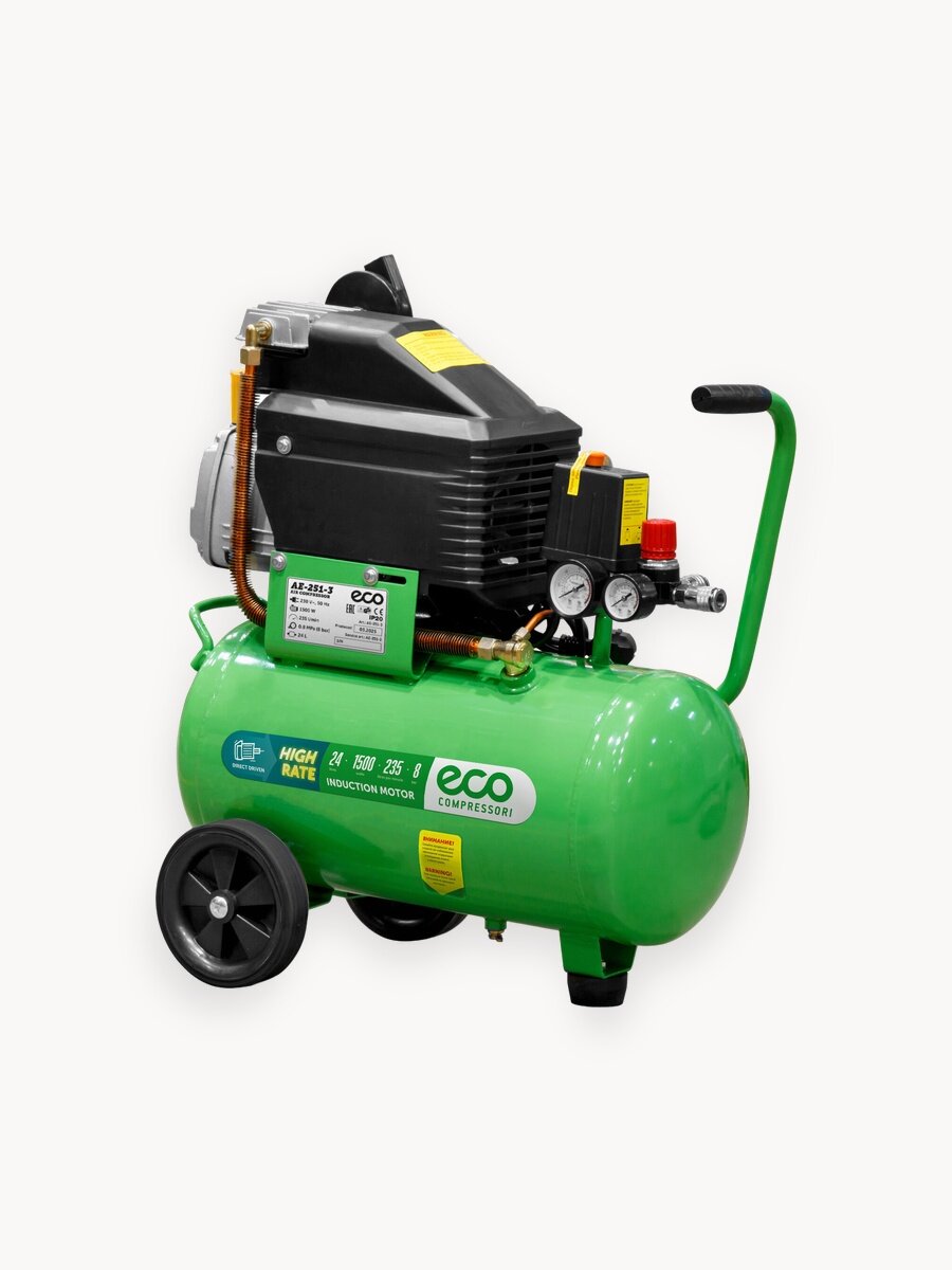 Компрессор воздушный масляный 24л поршневой для гаража и дачи ECO AE-251-3