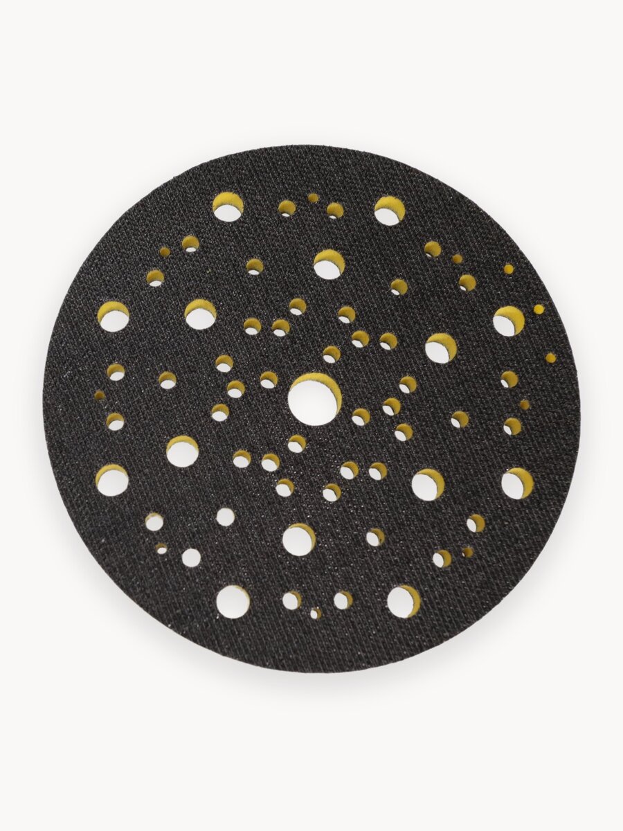 Проставка-липучка (150мм; 10мм) 67отв. ZIP LAB мягкая прокладка для шлифовальных подошв (желтый поролон)