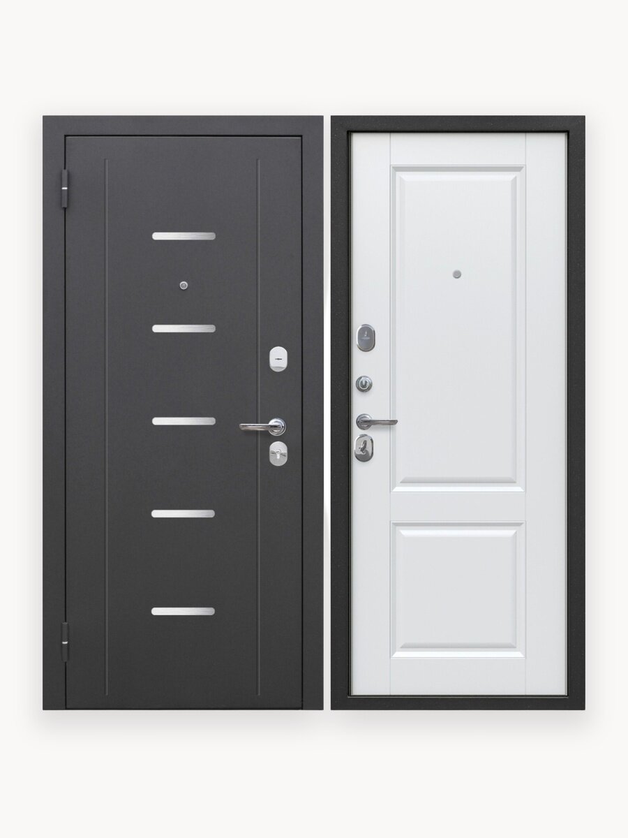 Входная дверь Ferroni 7,5 см Гарда Серебро Велюр Белый Софт (960мм) левая