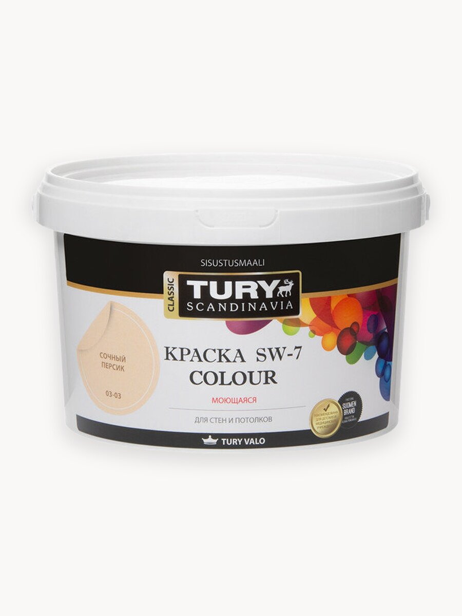 TURY Краска для обоев и стен моющаяся, без запаха, матовая, Слоновая кость