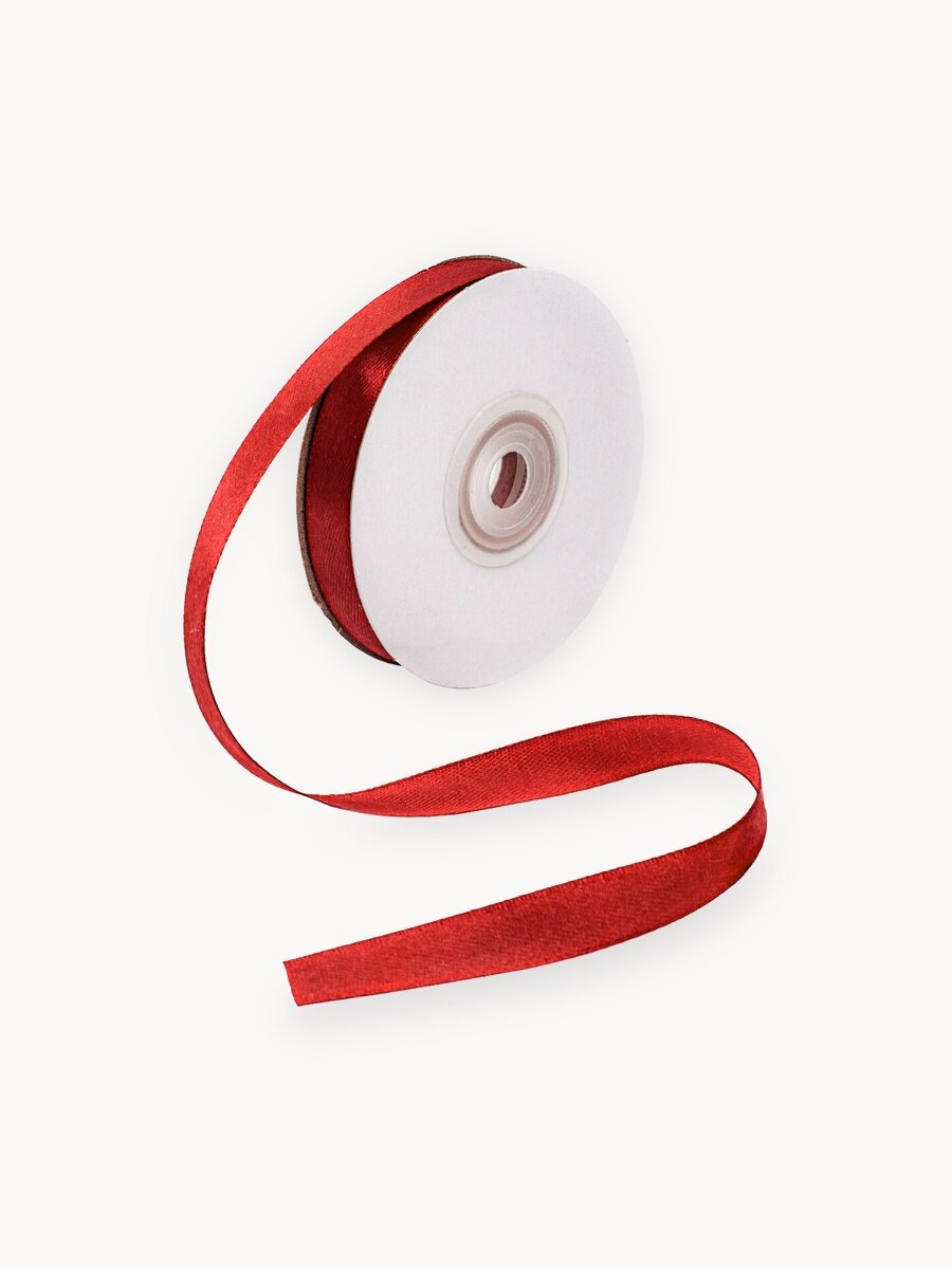 Лента атласная декоративная Айрис, 1,2см*22,86м, полиэстер (028 темно-красный)