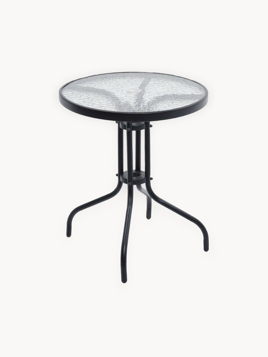 Стол Garden Story к набору Марсель Мини, Сан-Ремо Мини арт. WR1208, 60см (каркас черн, столешница прозр.)