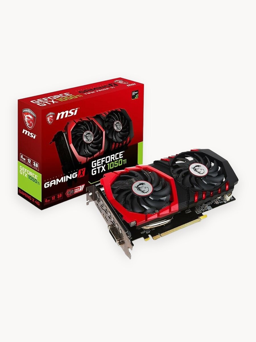 Видеокарта MSI Gaming X GTX 1050Ti, 4GB, активная система охлаждения, 4 вентилятора