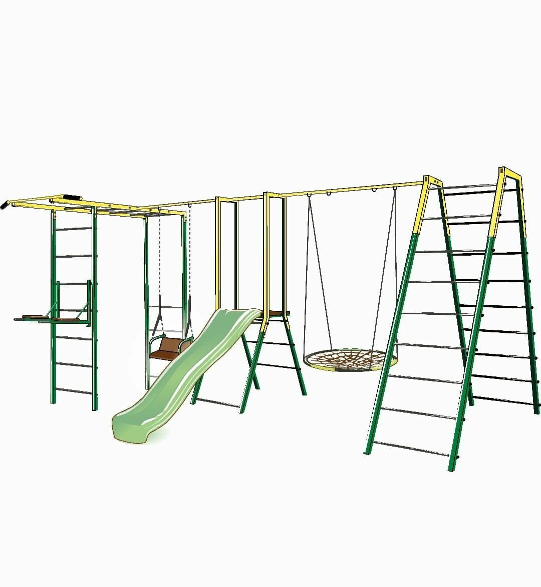 Уличный комплекс RealTurnik "Семейный 8", металл, для улицы, зелёный цвет, 454х240х247см