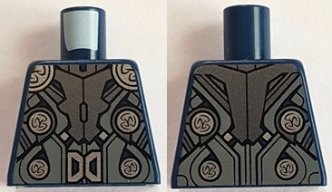 Torso Dark Bluish Gray and Dark Silver Armor with Silver Shoulders, 4 Circles and Buckle Pattern, 973pb1940 Dark Blue U