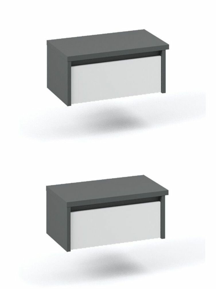Тумба прикроватная Мишель 1 ящ 2 шт антрацит/белый жемчуг ЛДСП