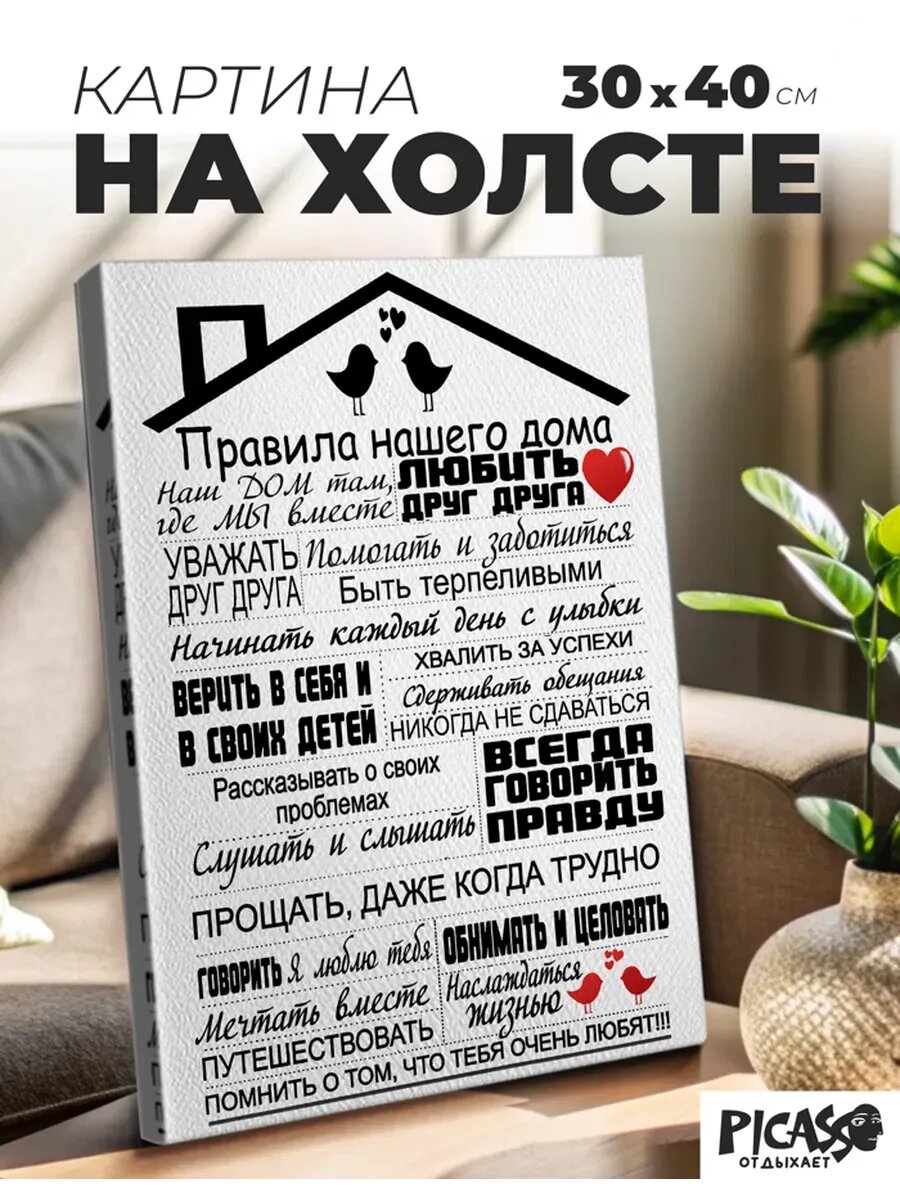 Картина на стену Правила дома