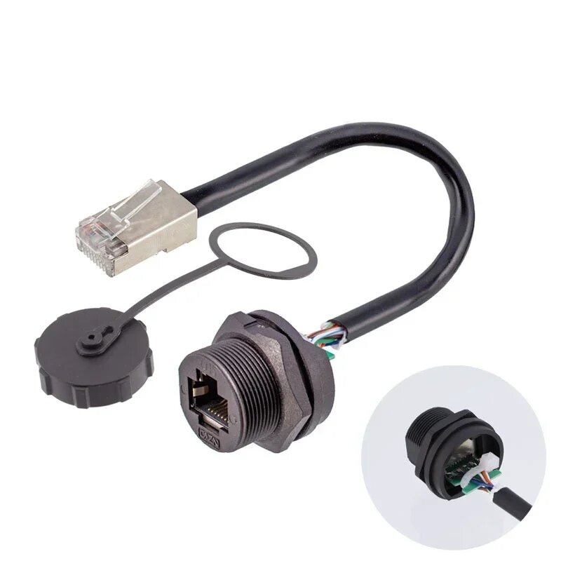 Водонепроницаемый удлинитель RJ45 JIYUE 1 метр 0.3m solder socket