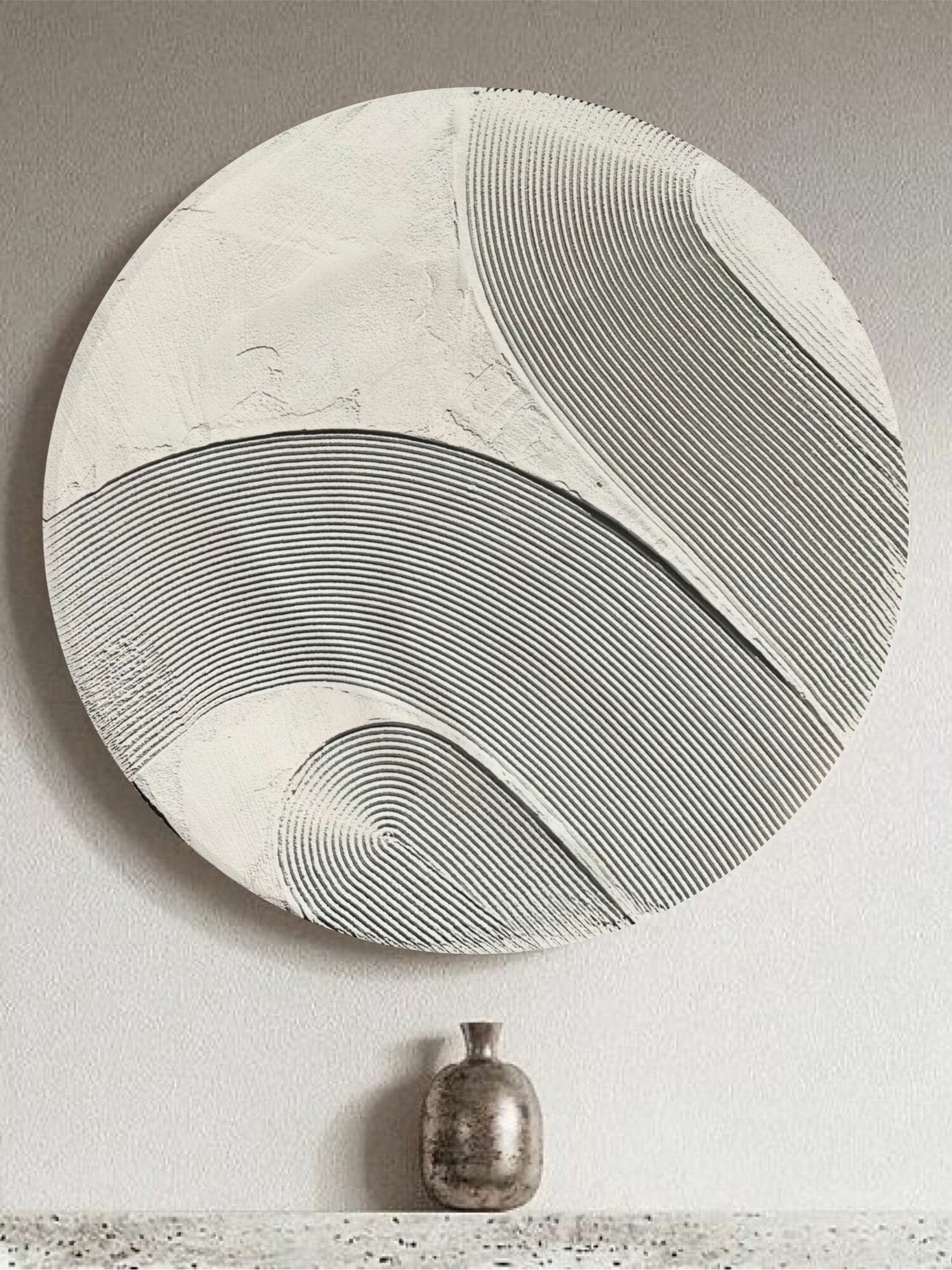 Картина для интерьера круглая 60 см из декоративной штукатурки