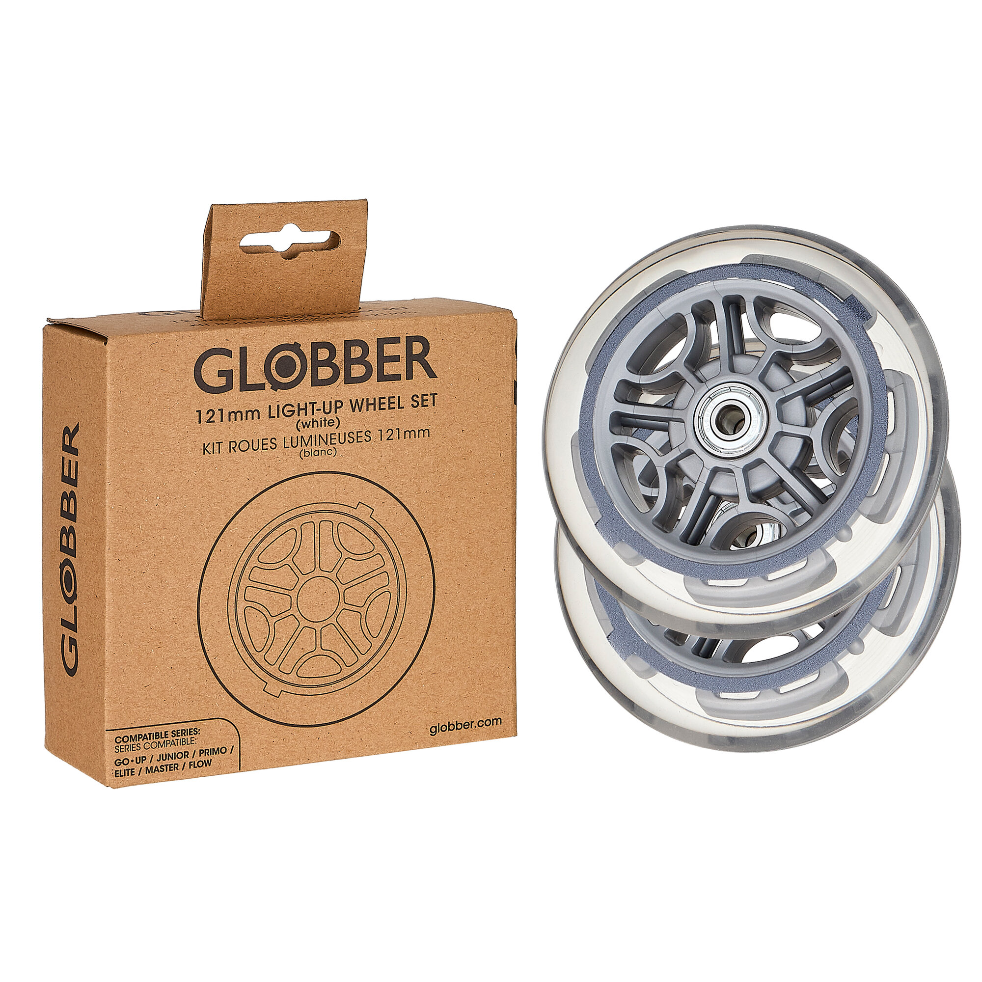 Комплект светящихся колёс для самокатов Globber "121mm LIGHT-UP WHEEL SET"
