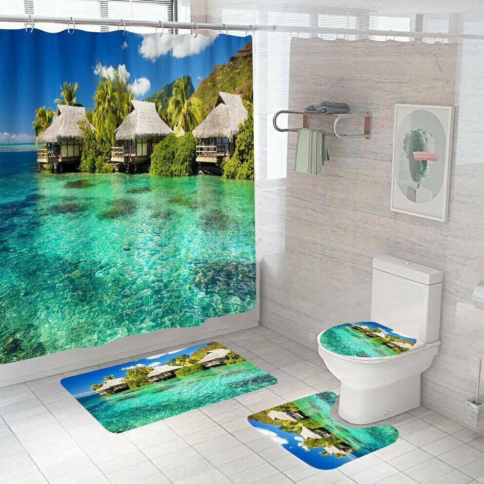 Наборы занавесок для душа декорации коврик для ванной крышка унитаза