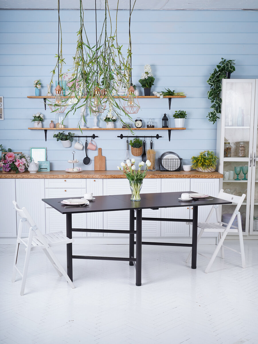 Стол-книжка кухонный обеденный раскладной, венге, 26/166х80х75 см.