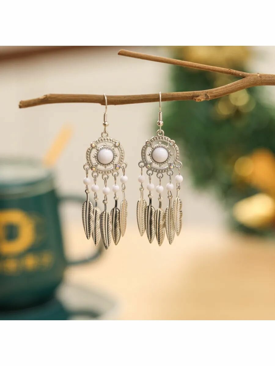 Серьги, бирюза синтетическая, эмаль