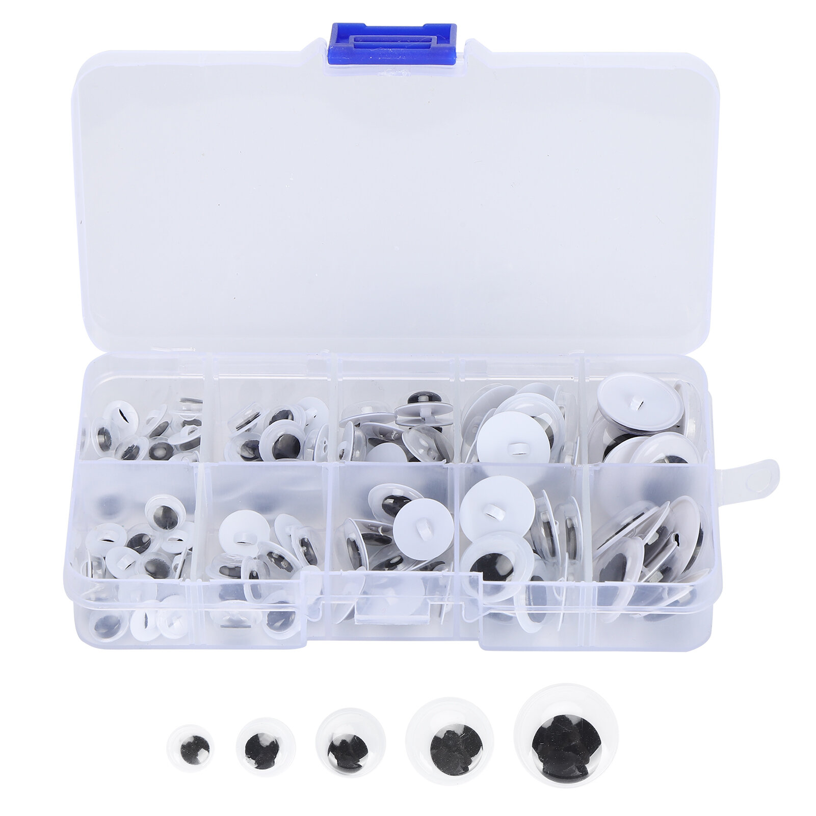 100 шт. пришивных пластиковых глаз, подвижных, черно-белых, разных размеров, детский материал для рукоделия