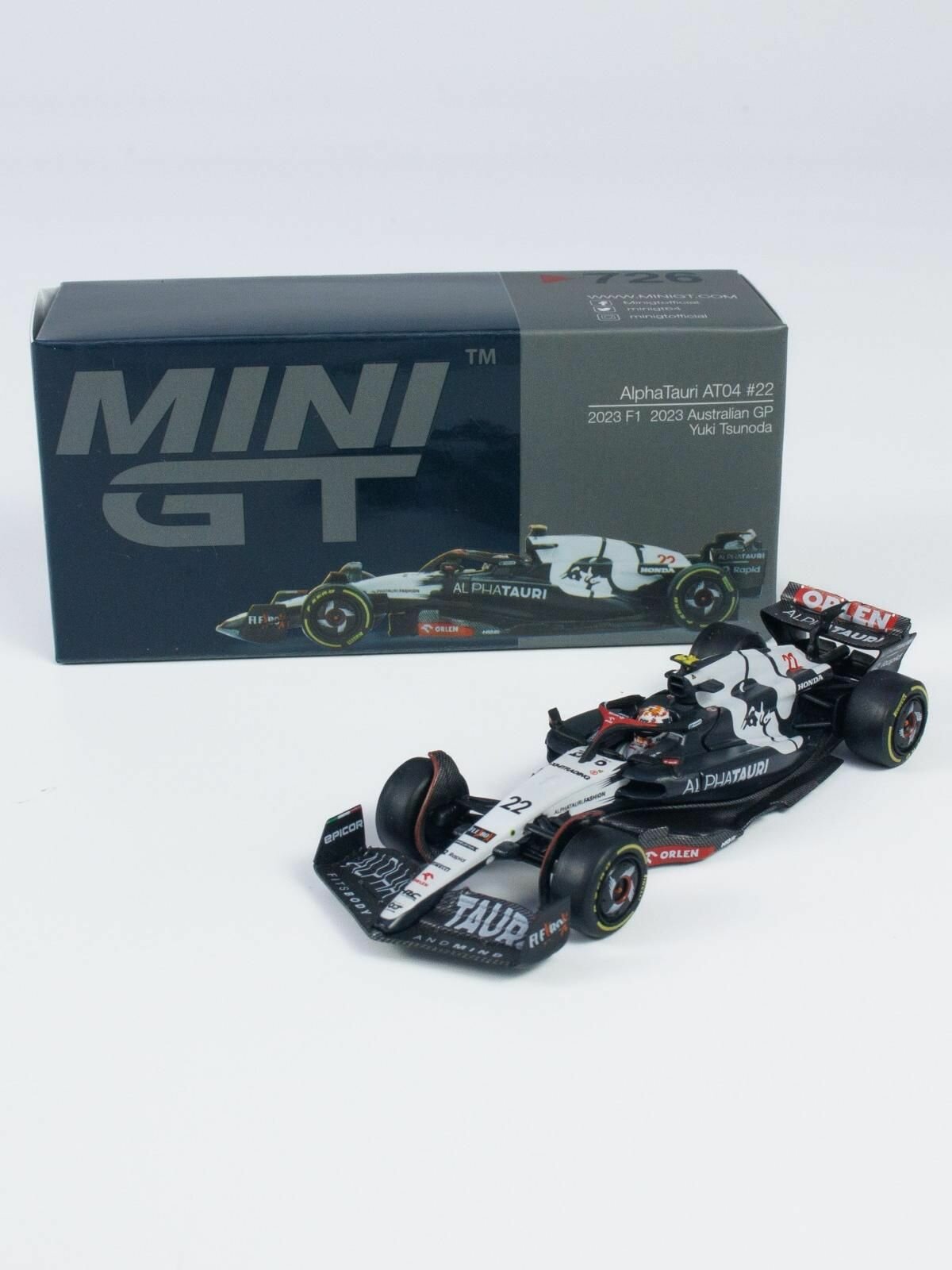 Машинка Mini GT 1/64 minigt#726 AlphaTauri AT04 #22 Yuki Tsunoda 2023 F1 Die-cast Alloy Car Model Collection Toy Gift