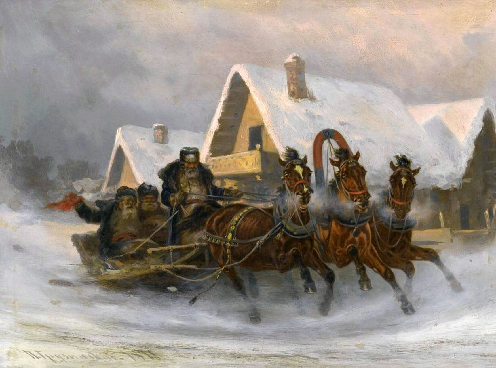 Картина Грузинского Петра Тройка 60х45 см