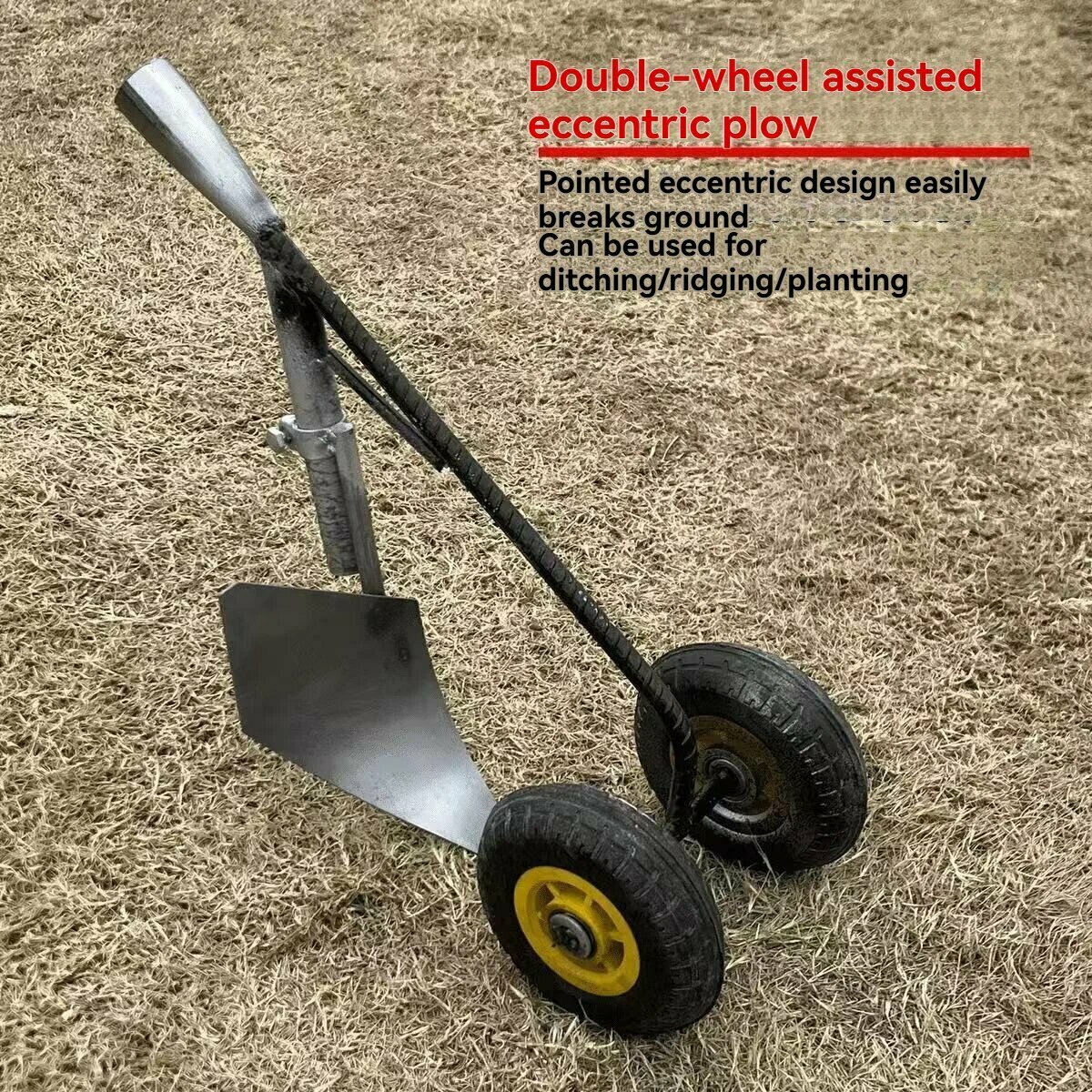 3-в-1 мотыга для прополки и рыхления – 2 колеса, регулируемая ручка (дачный инструмент, стальное лезвие)