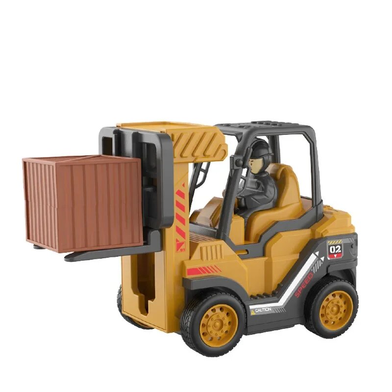 Игрушка конструктор для детей транспортное средство с подъемным краном и активируемыми нажатием деталями, яркий