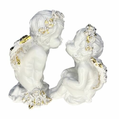 Фигурка "Ангелочки целуются" (набор из 2-х) H-16см L-17см W-10см Цвет: Белый с позолотой