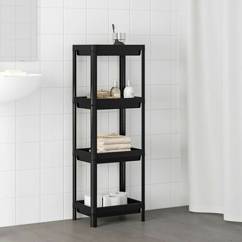 Стеллаж Ikea "Vesken", пластик, для ванной комнаты, 37 см x 23 см x 101 см
