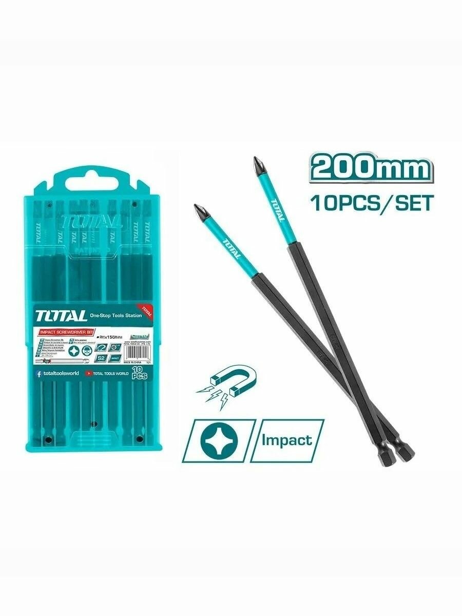 Набор ударных бит PH1x200мм, магнитные (10 шт.) TOTAL TACIM16PH183