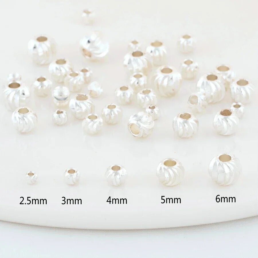 Золотые позолоченные бусины Florainer Tina Белый, 2.5mm-100pcs, Silver Color