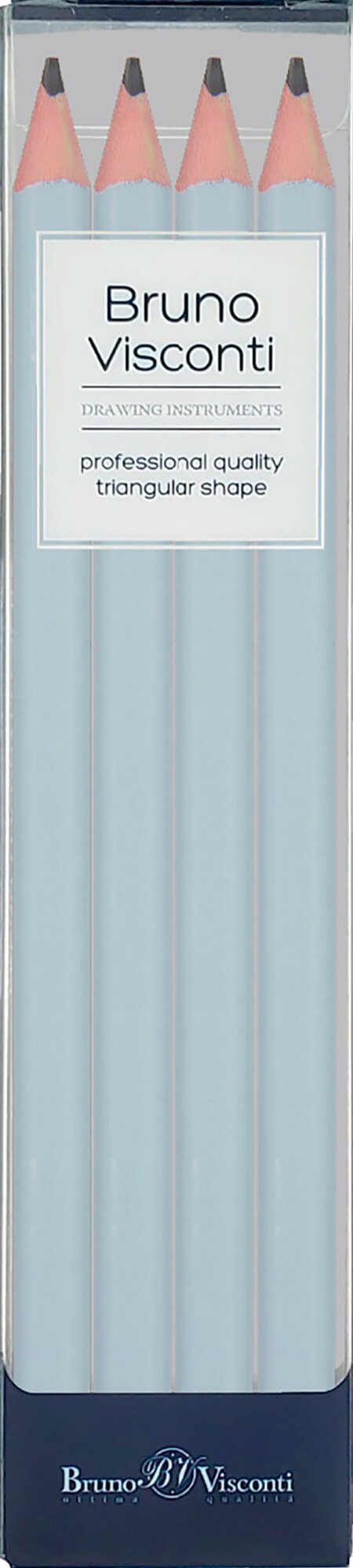 Набор чернографитовых карандашей HappyGraphix Jumbo. Зефирный голубой, 4B, 4 штуки